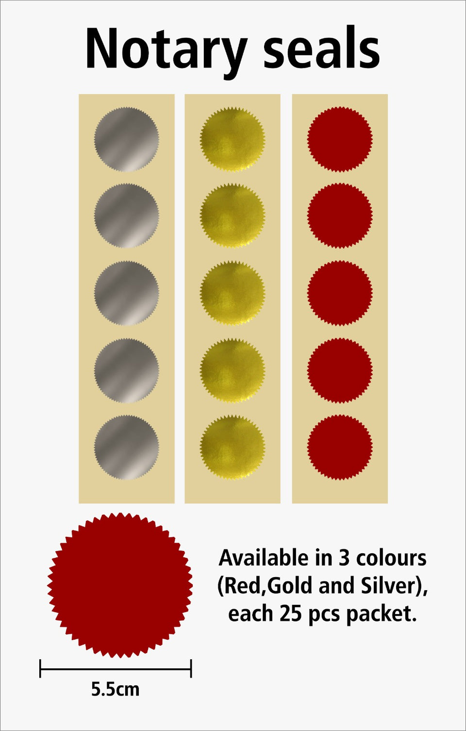Notary Seal Labels: Red, Gold and Silver (25pcs Packet) Nairobi, Kenya