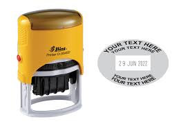 "Versatile and Precise: Oval Self-Inking Date and Text Stamp (55x35mm) for Customized Imprints!"